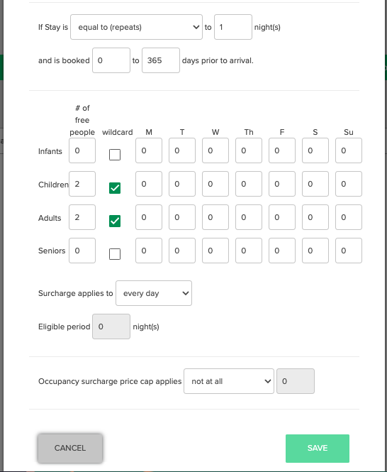 Occupancy Based Fees Rule Setup